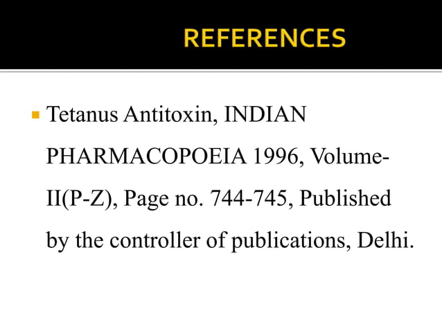 Tetanus antitoxin (apa) | PPTX | Infectious Diseases | Diseases and ...