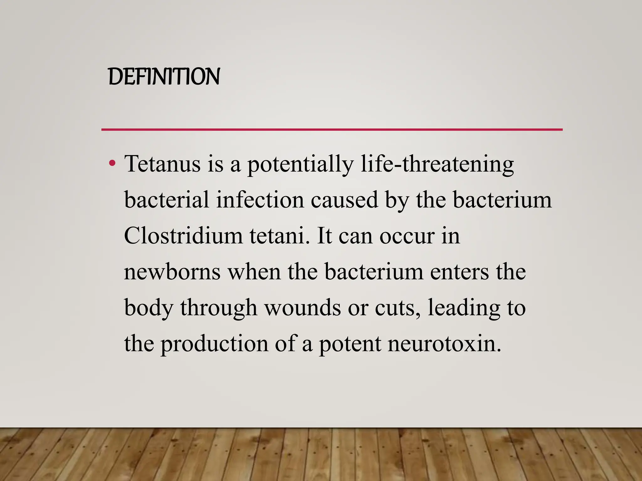Tetanus in newborns. CONDITIONS FOR THE SICK CHILDREN. | PPTX