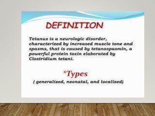 Tetanus in newborns. CONDITIONS FOR THE SICK CHILDREN. | PPTX