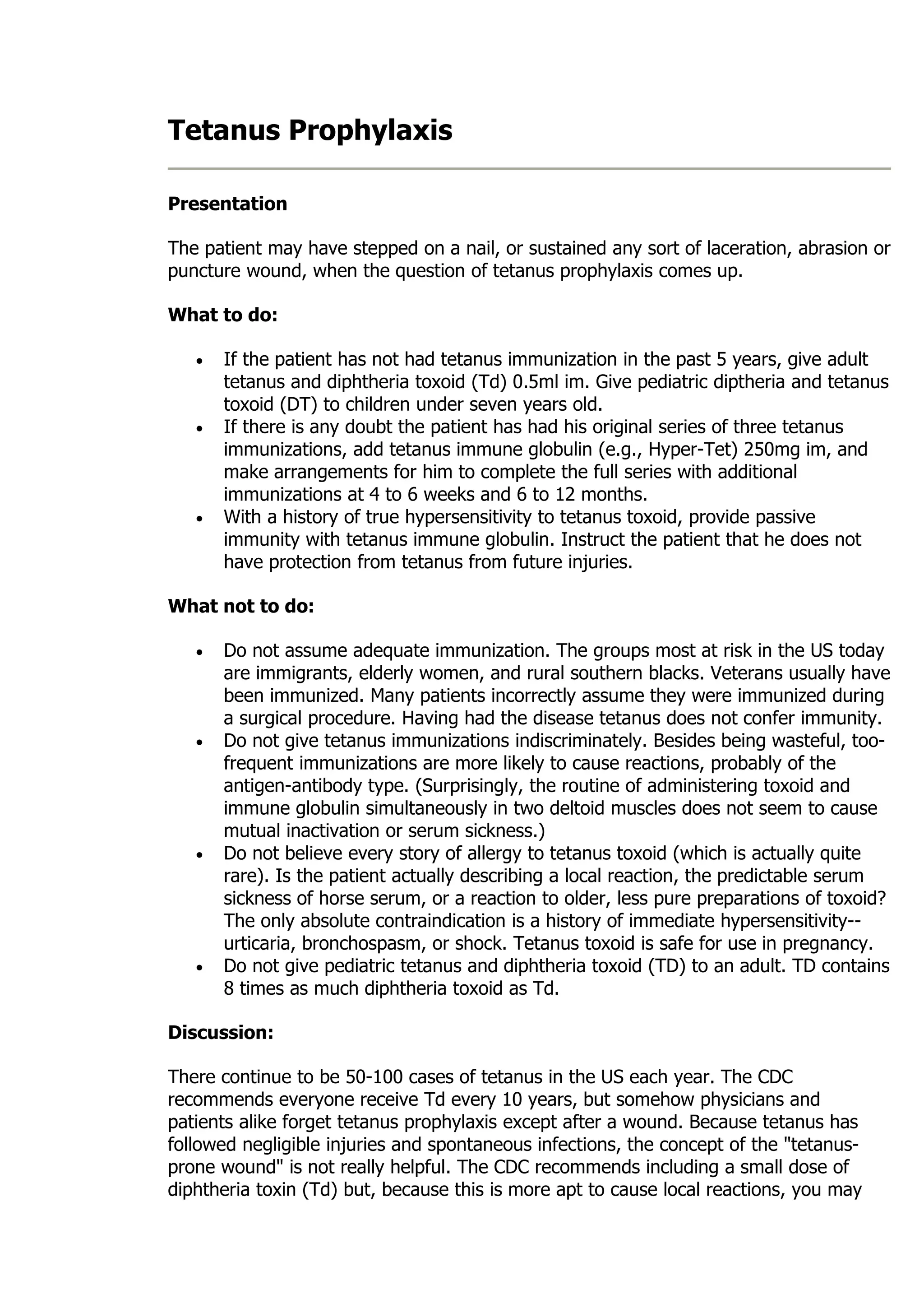 Tetanus Prophylaxis | DOC