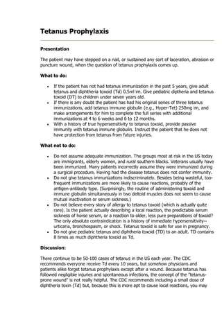 Tetanus Prophylaxis | DOC