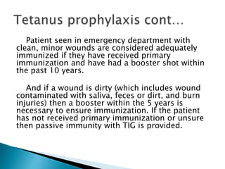 Tetanus prophylaxis and types of immunitynewnewv | PPTX