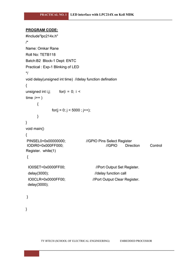 Blinking Of LEDs On LPC2148 ARM 7 TDMIS Based Microcontroller | PDF