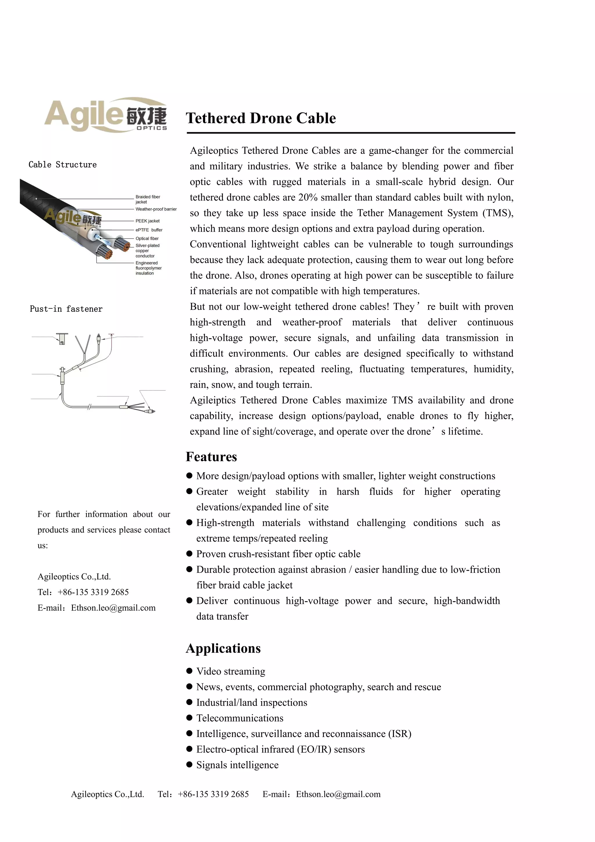 Tethered drone cable, UAV Cable | PDF