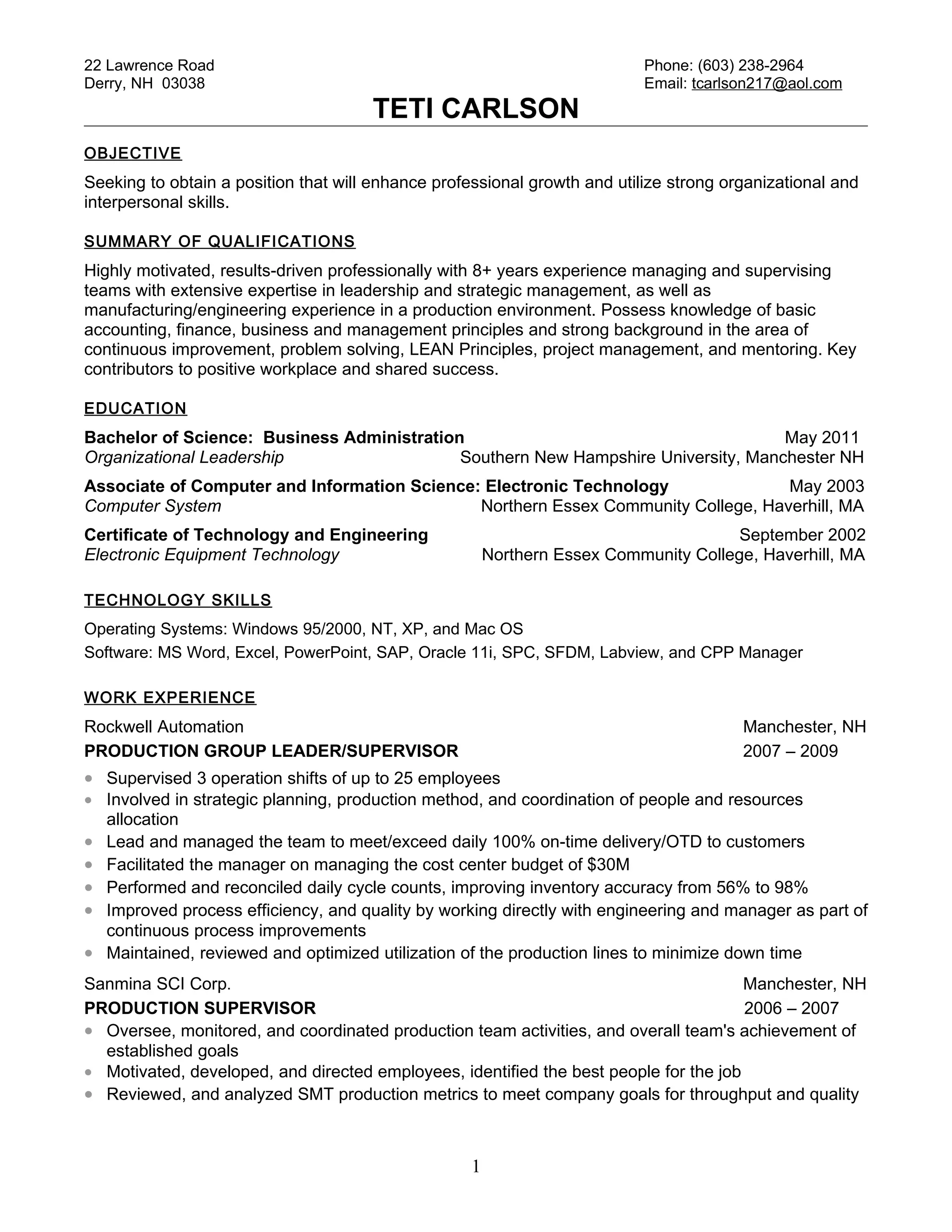Teti Carlson Resume | DOC