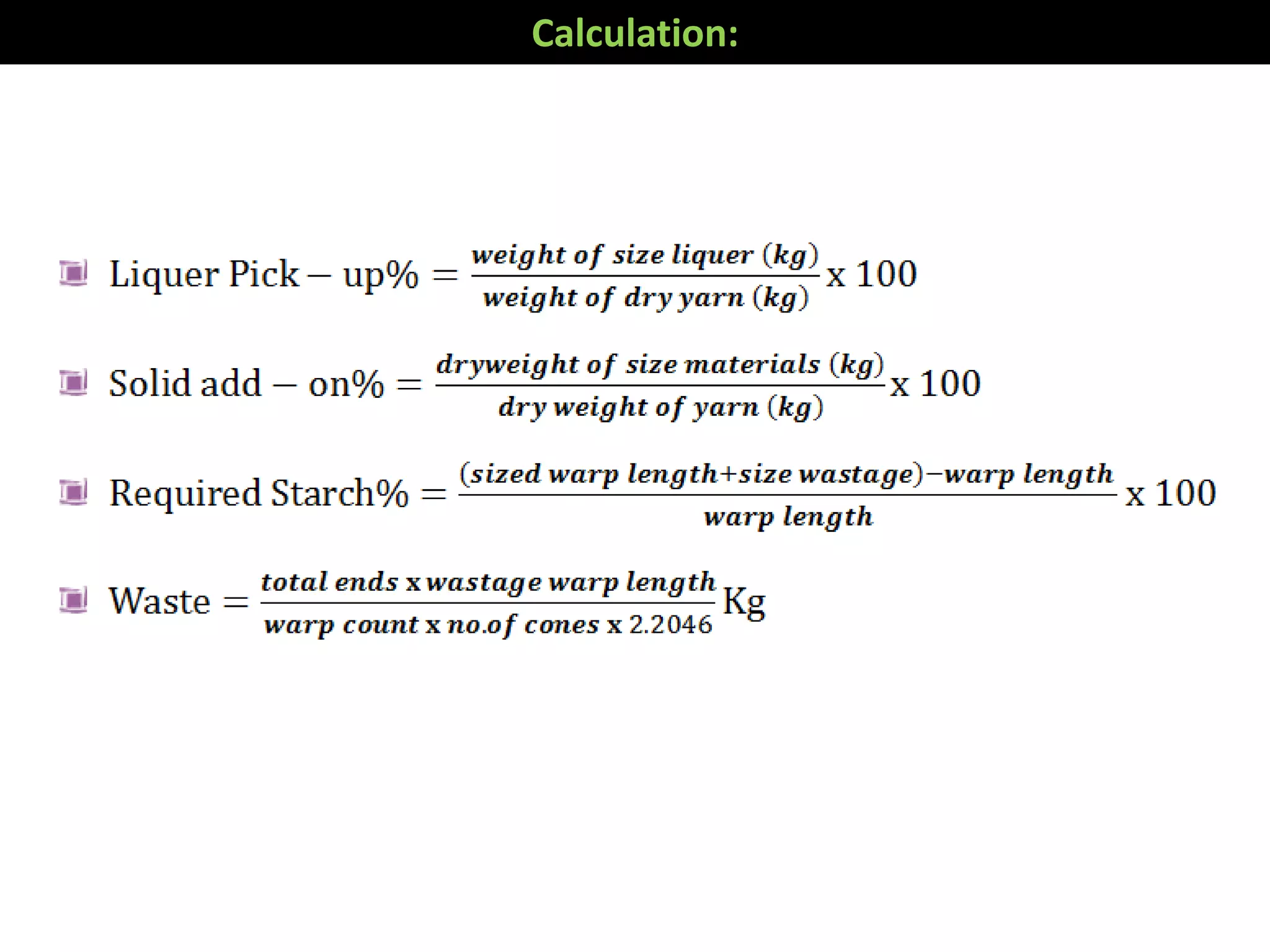Textile Calculations and Equations | PPTX