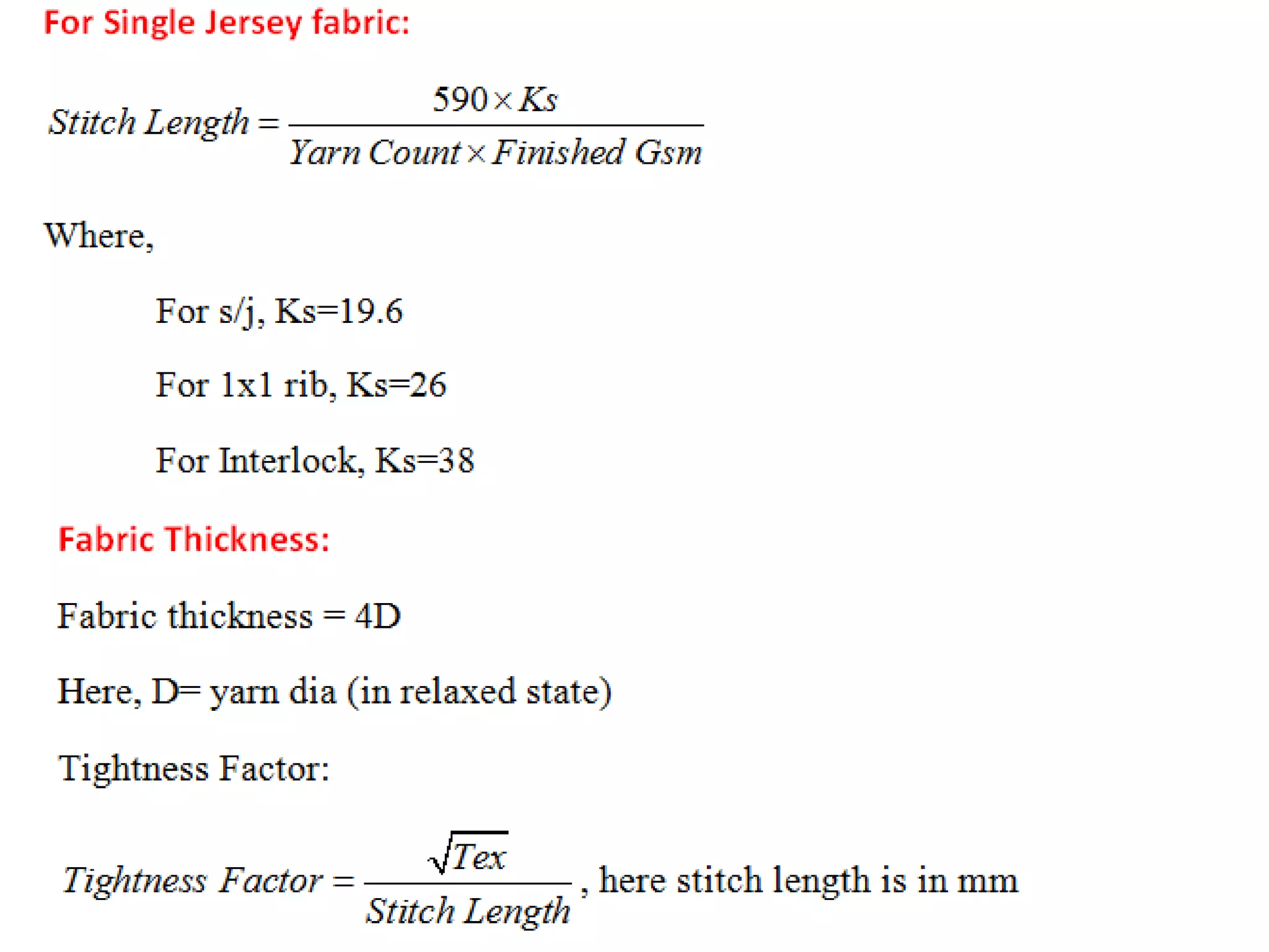 Textile Calculations and Equations | PPTX