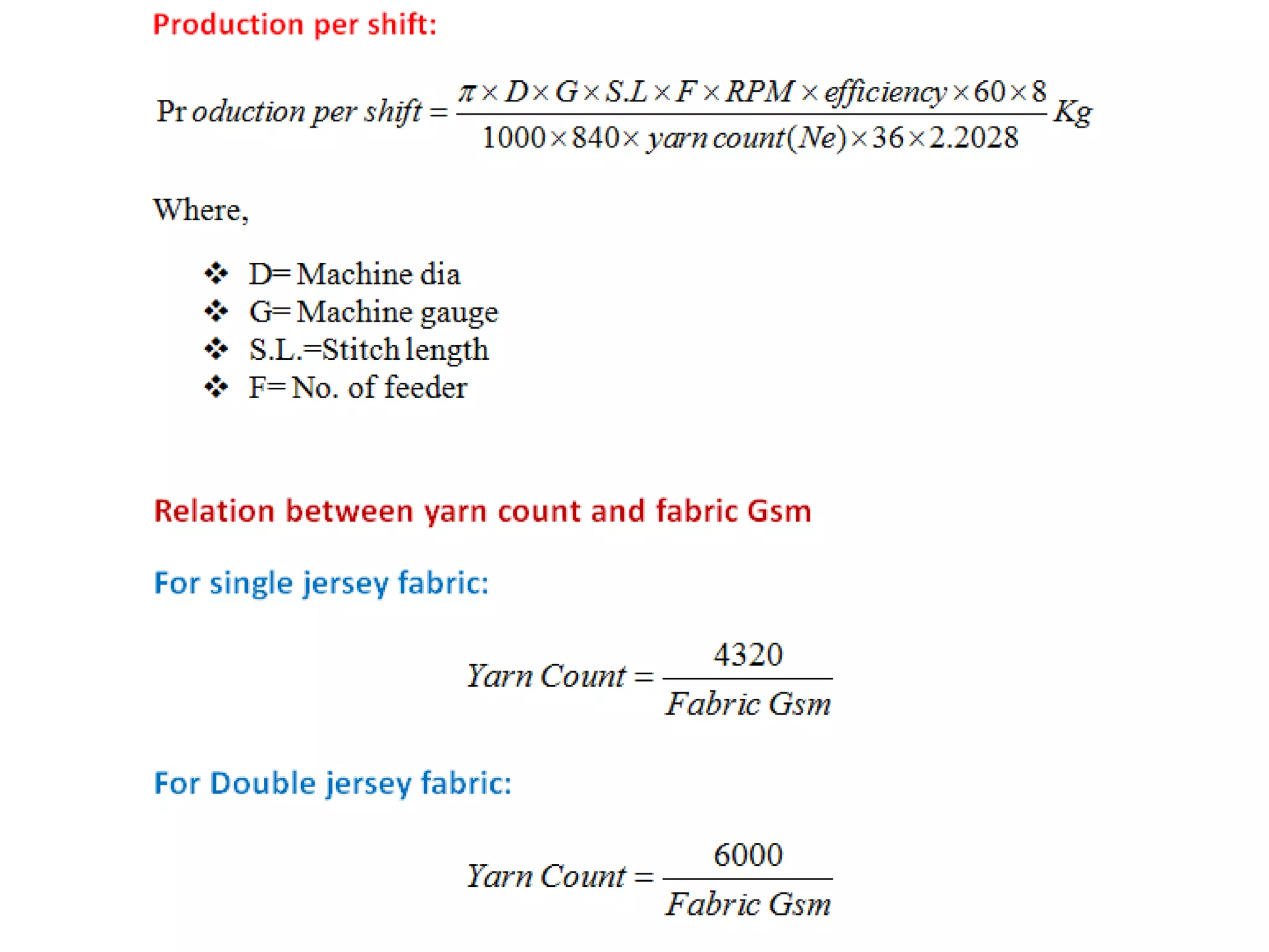 Textile Calculations and Equations | PPTX