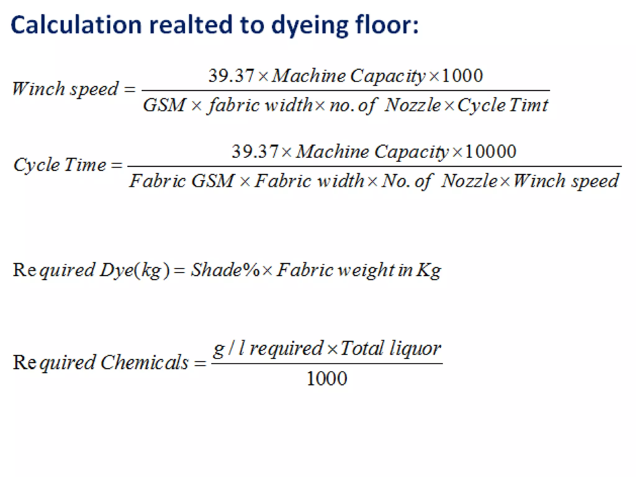 Textile Calculations and Equations | PPTX