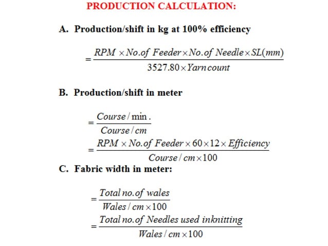 Textile Calculations and Equations | PPTX
