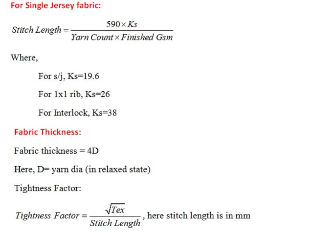 Textile Calculations and Equations | PPTX