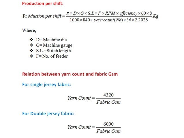 Textile Calculations and Equations | PPTX