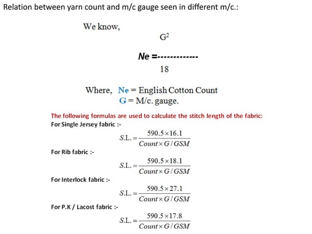 Textile Calculations and Equations | PPTX