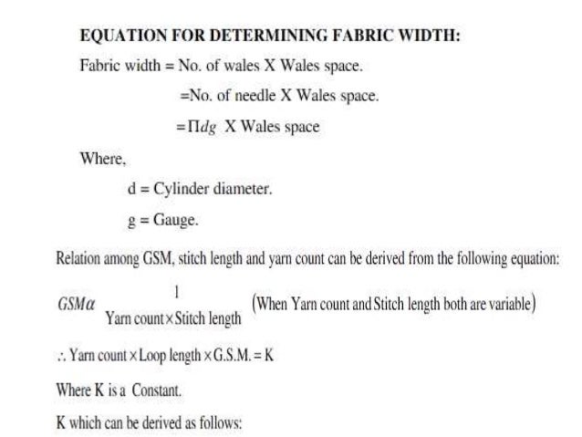 Textile Calculations and Equations