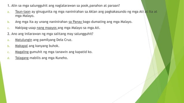 FILIPINO: PANG URI AT PANG ABAY | PPTX