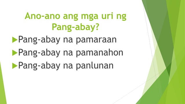 FILIPINO: PANG URI AT PANG ABAY | PPTX