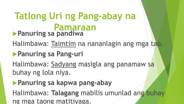 FILIPINO: PANG URI AT PANG ABAY | PPTX