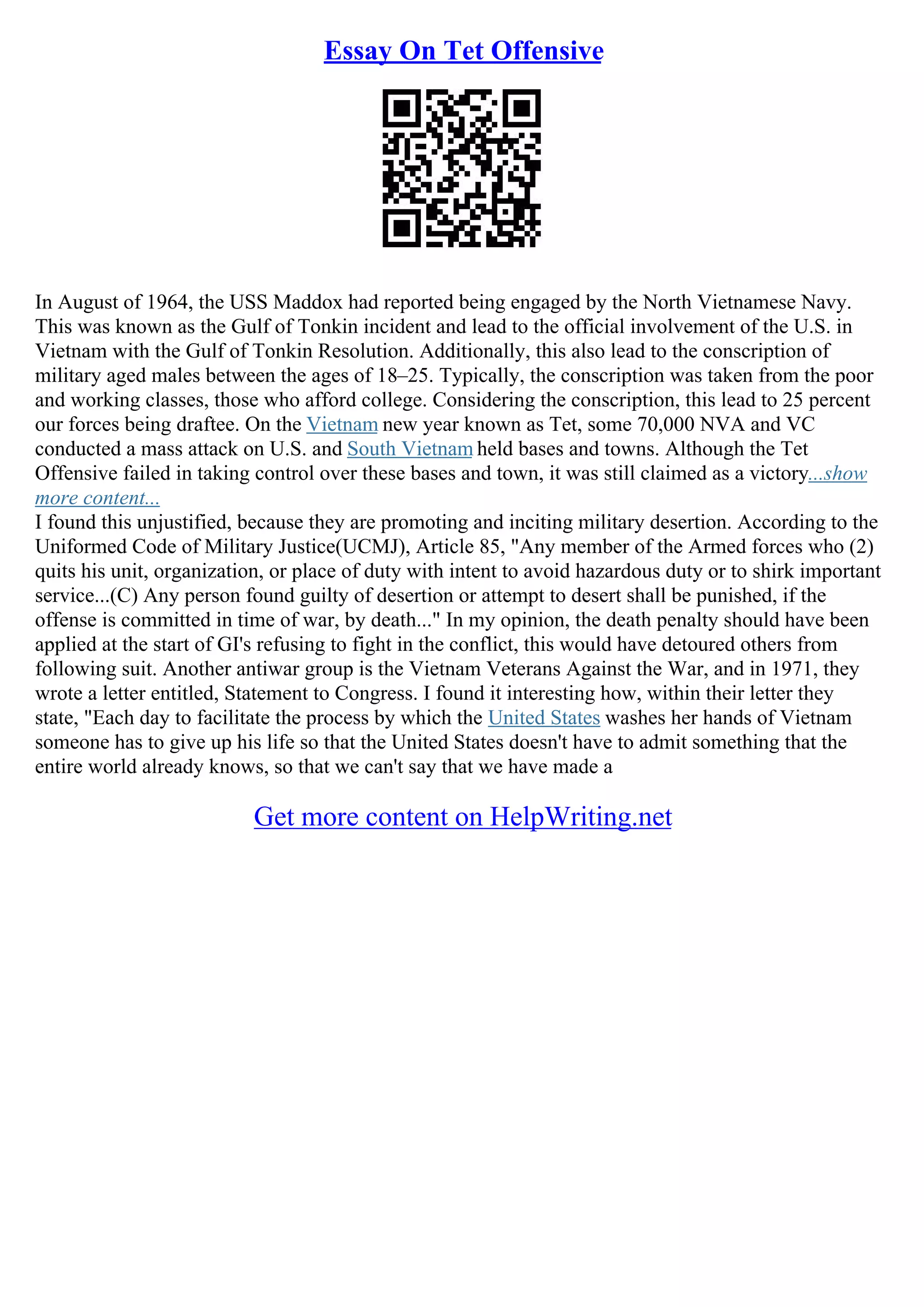 Tet Offensive Essay | PDF
