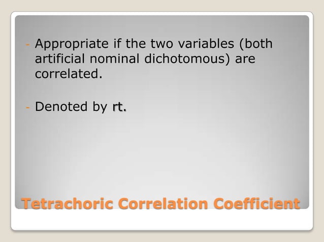 Tetrachoric Correlation Coefficient Pptx Physics Science