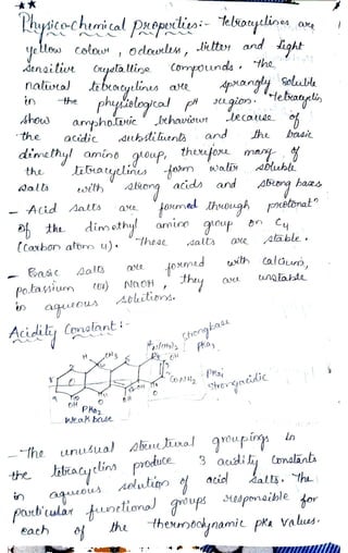 Medicinal Chemistry notes Tetracyclines with Structures & SAR | PDF