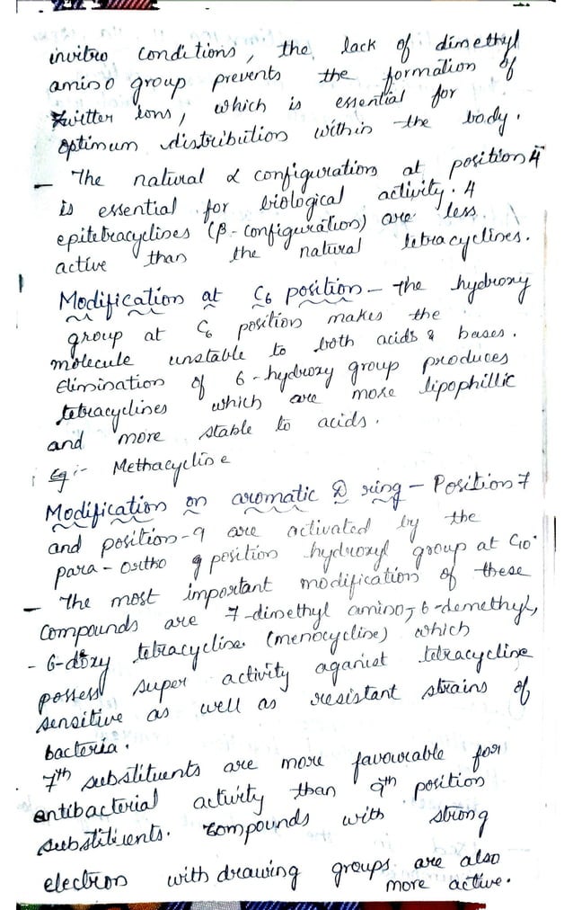 Medicinal Chemistry notes Tetracyclines with Structures & SAR | PDF