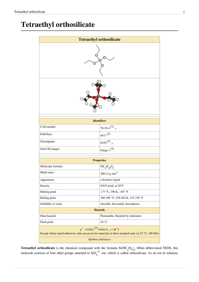 Tetraethyl orthosilicate | PDF