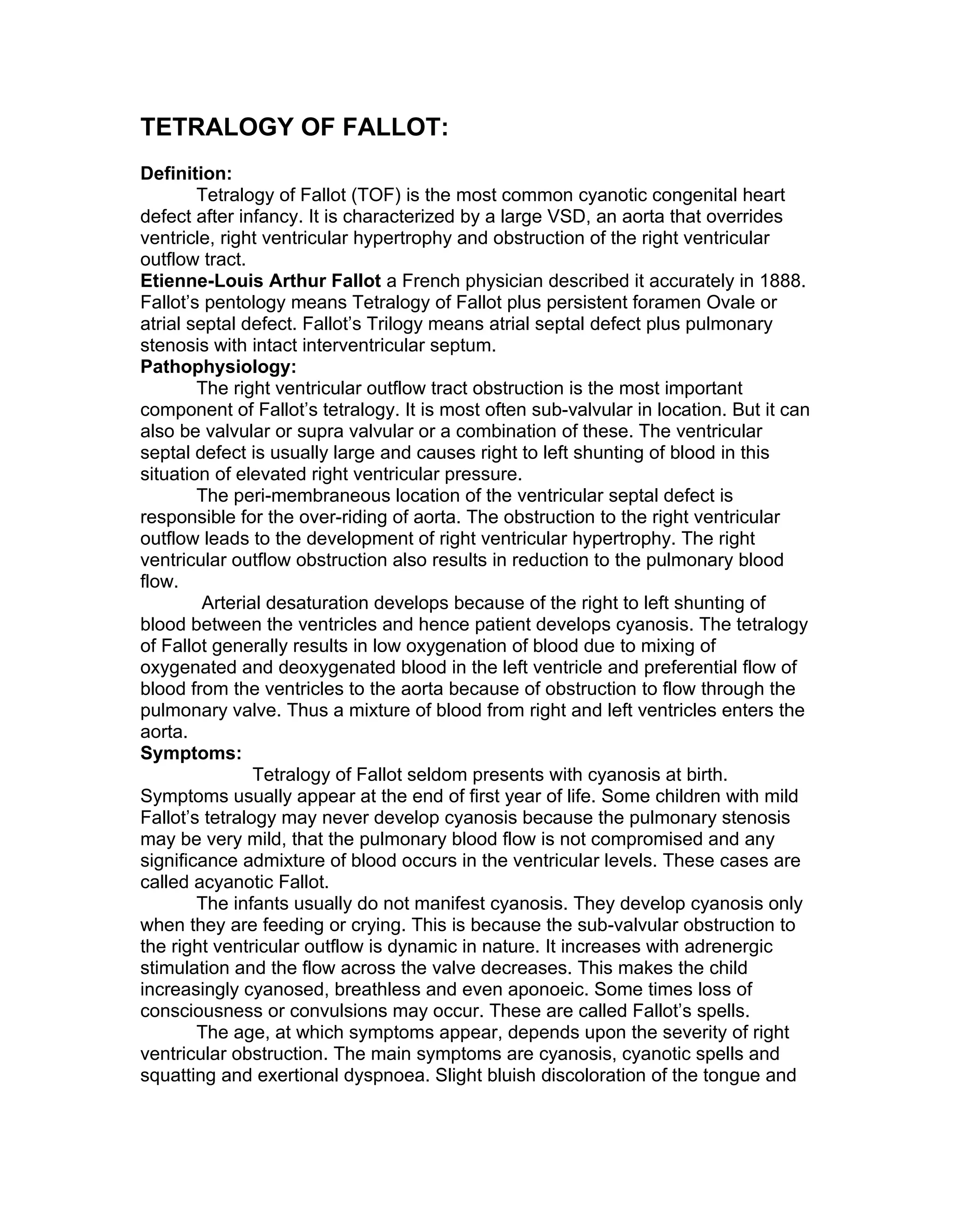 Tetralogy Of Fallot | DOC