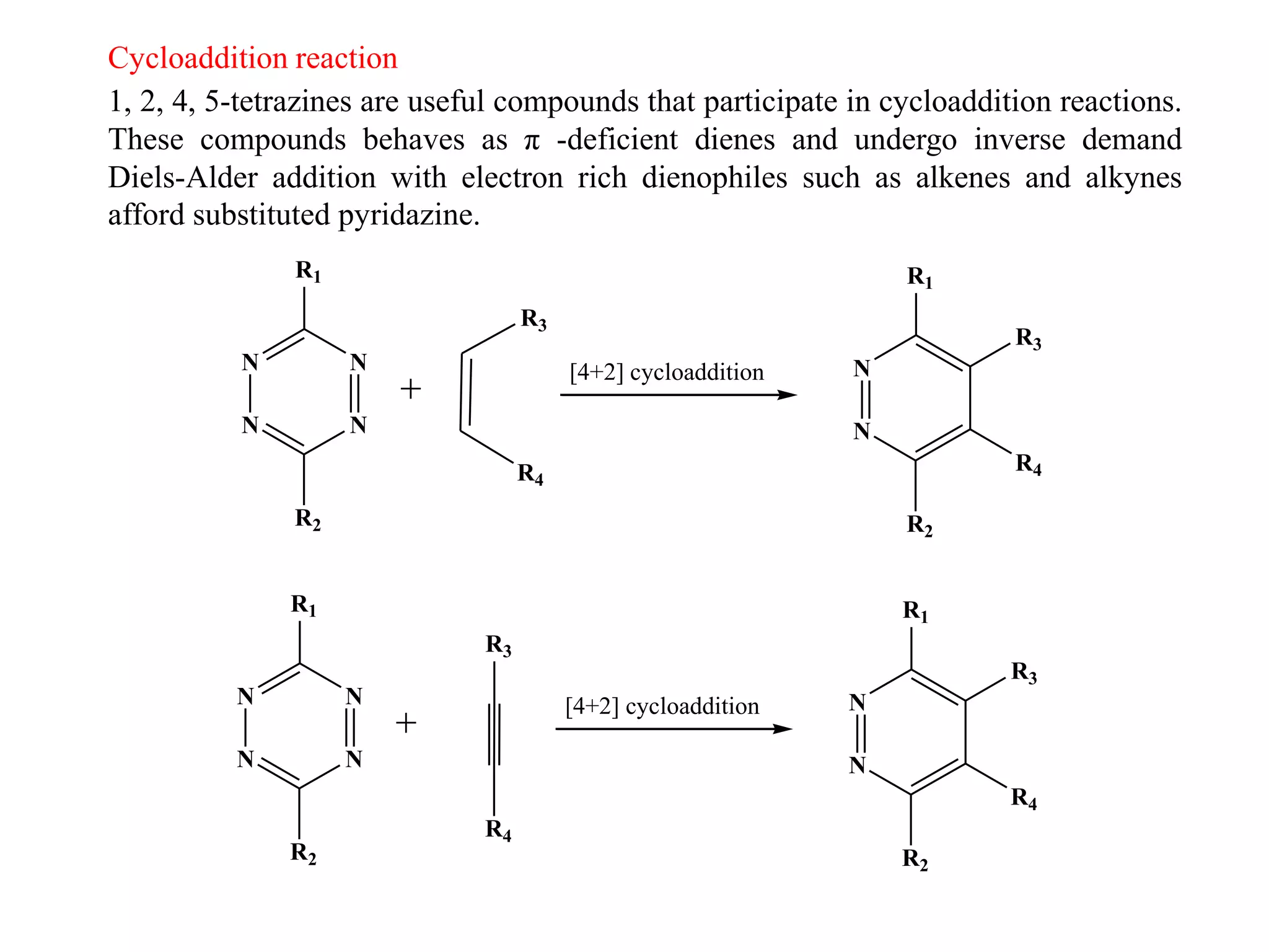 Synthesis and reaction of six membered heterocycle-Tetrazine | PPTX