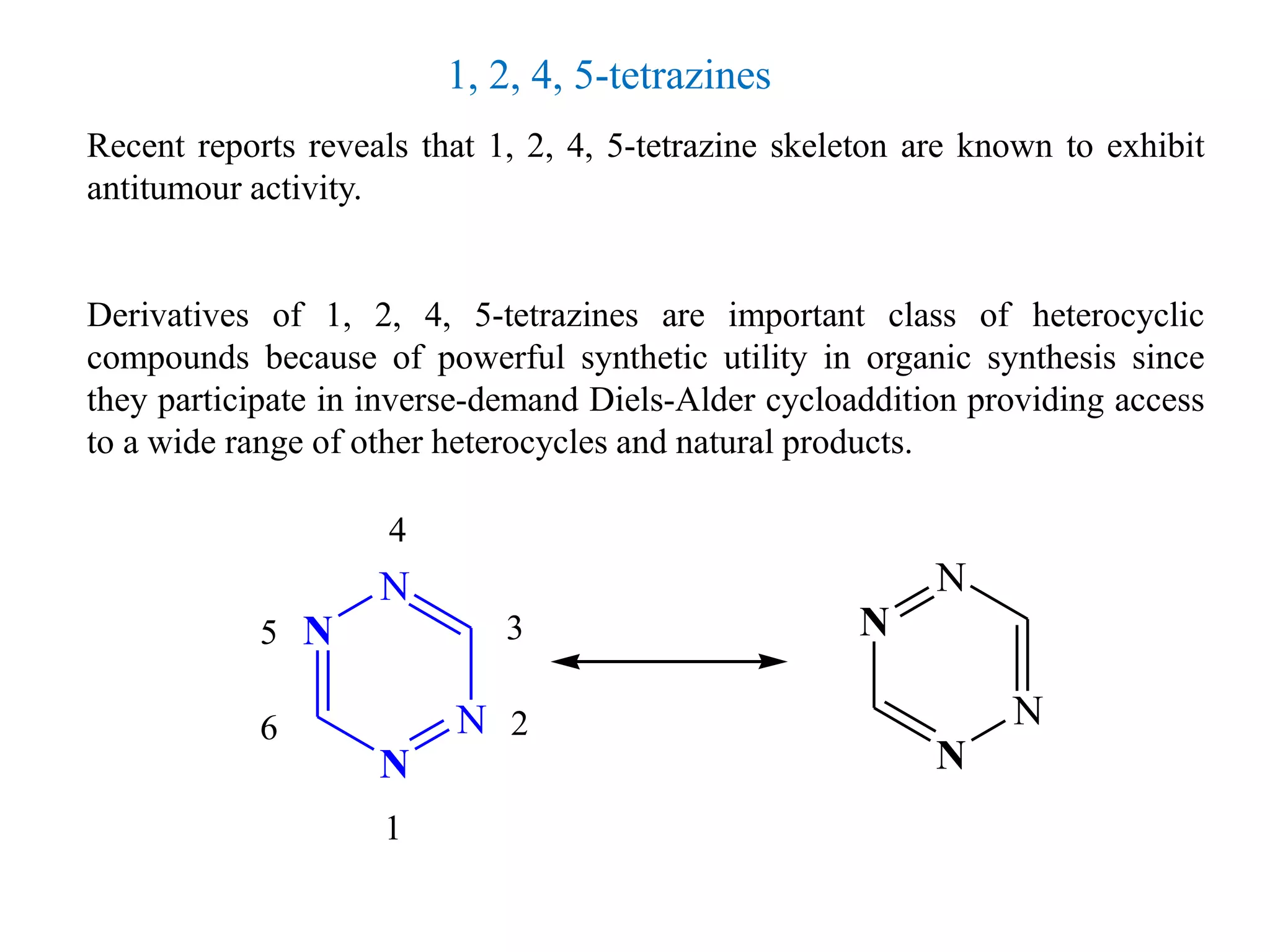 Synthesis and reaction of six membered heterocycle-Tetrazine | PPTX