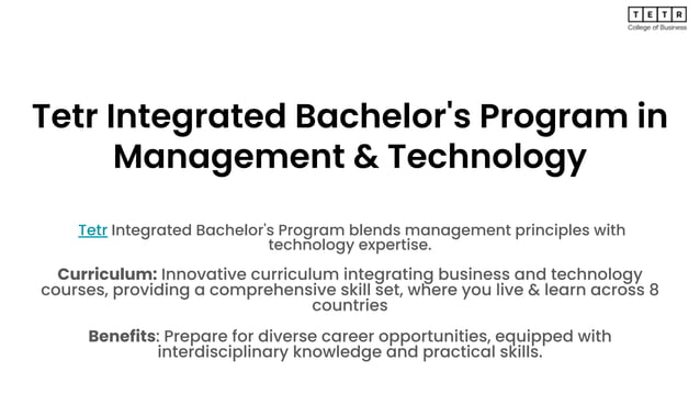 Tetr College of Business- Learn Business by Doing Business | PPT