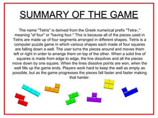 Tetris Research by Alice Sorenson | PPT