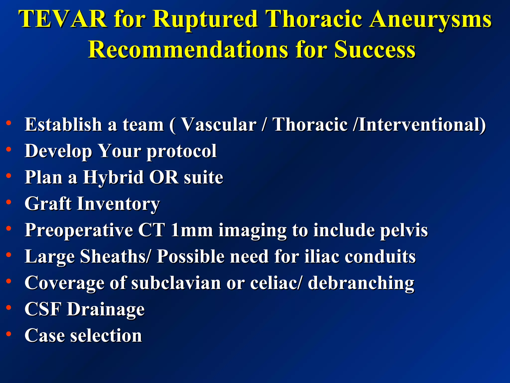 Tevar for the ruptured aneurysms | PPT