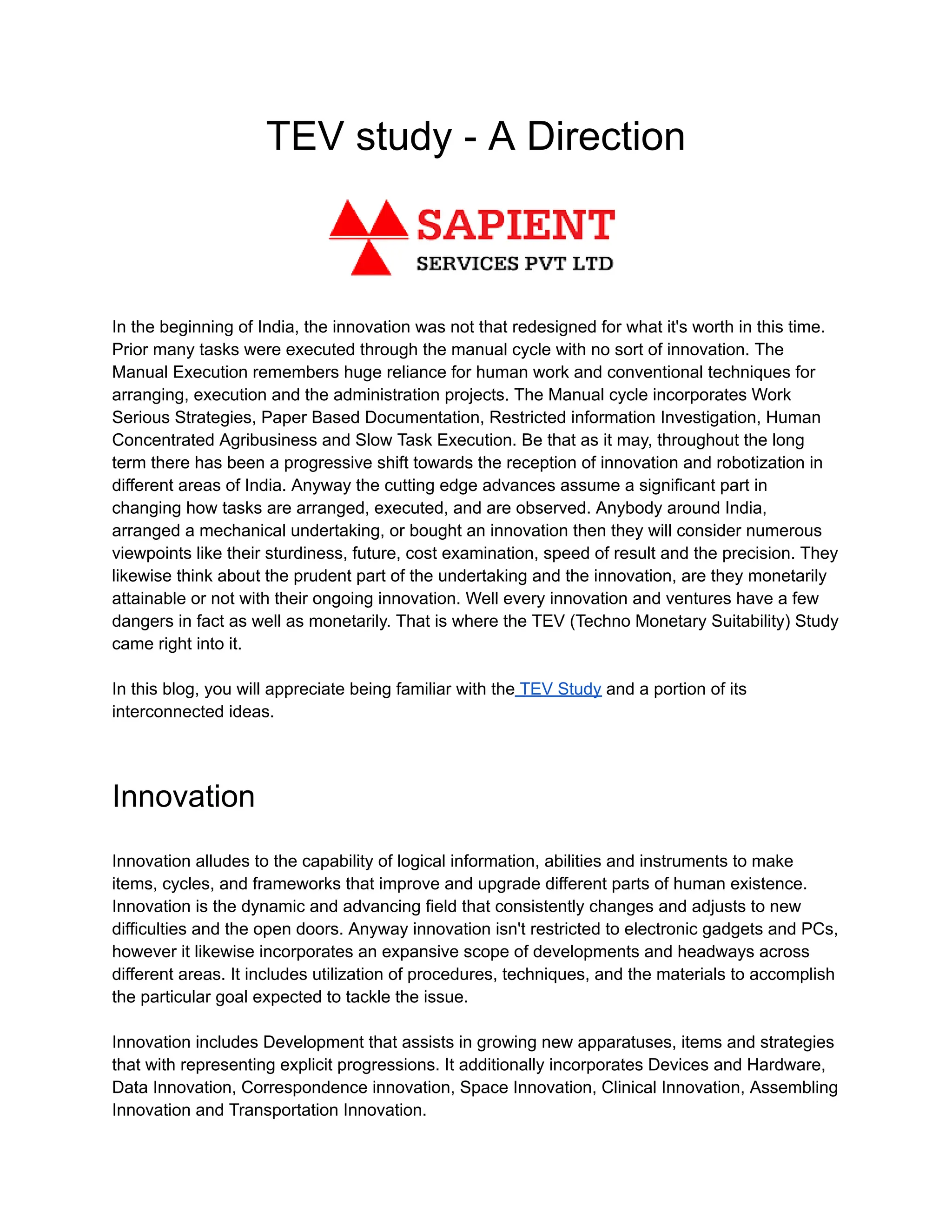 TEV study - A Direction | Sapient Services.pdf