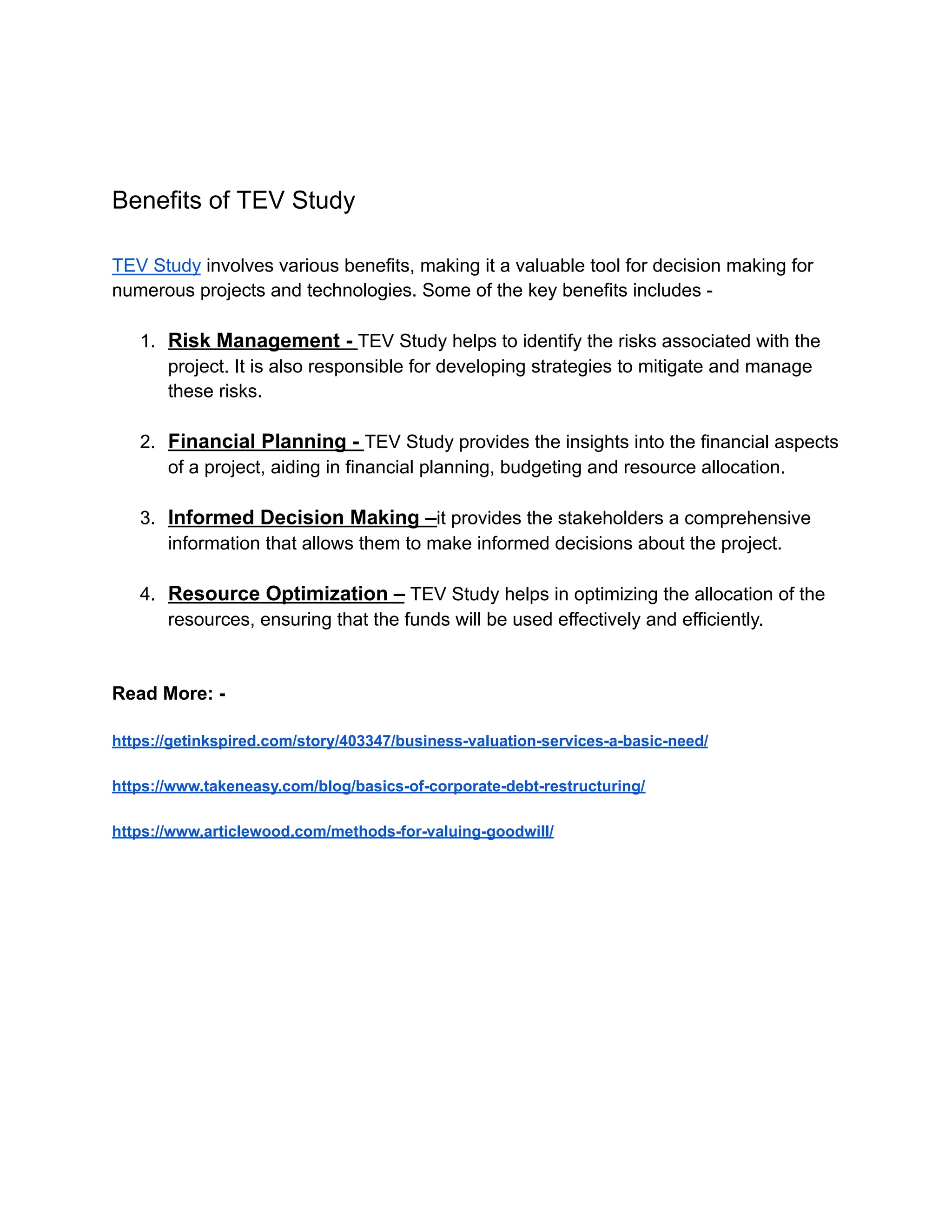 TEV Study (Techno Economic Viability) - A Guidance | PDF