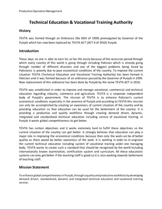A SURVEY REPORT ON TEVTA PAKISTAN | DOCX