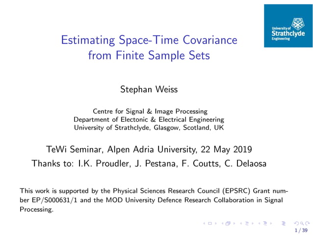 Estimating Space-Time Covariance from Finite Sample Sets | PDF