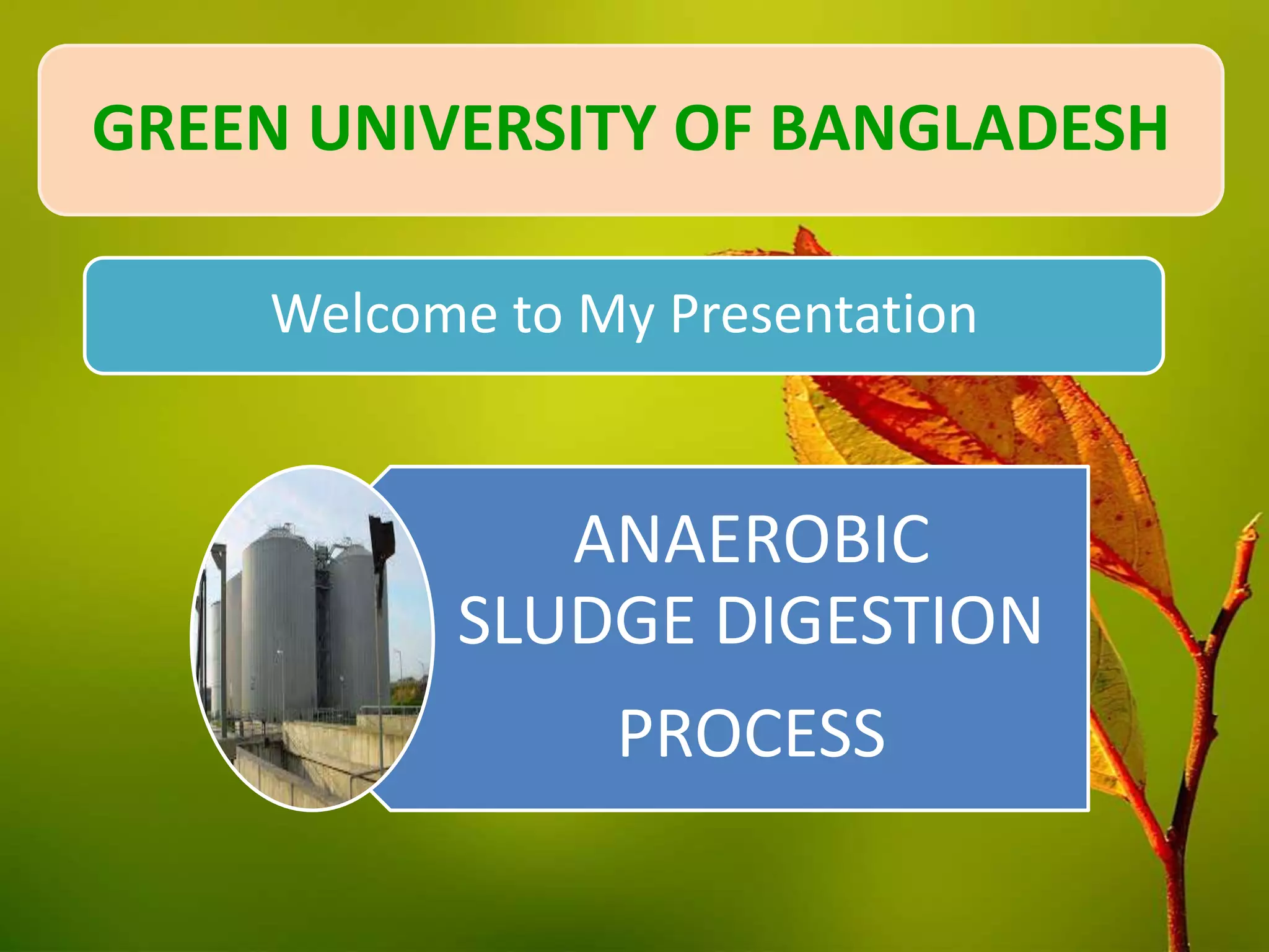 ANAEROBIC SLUDGE DIGESTION PROCESS | PPTX