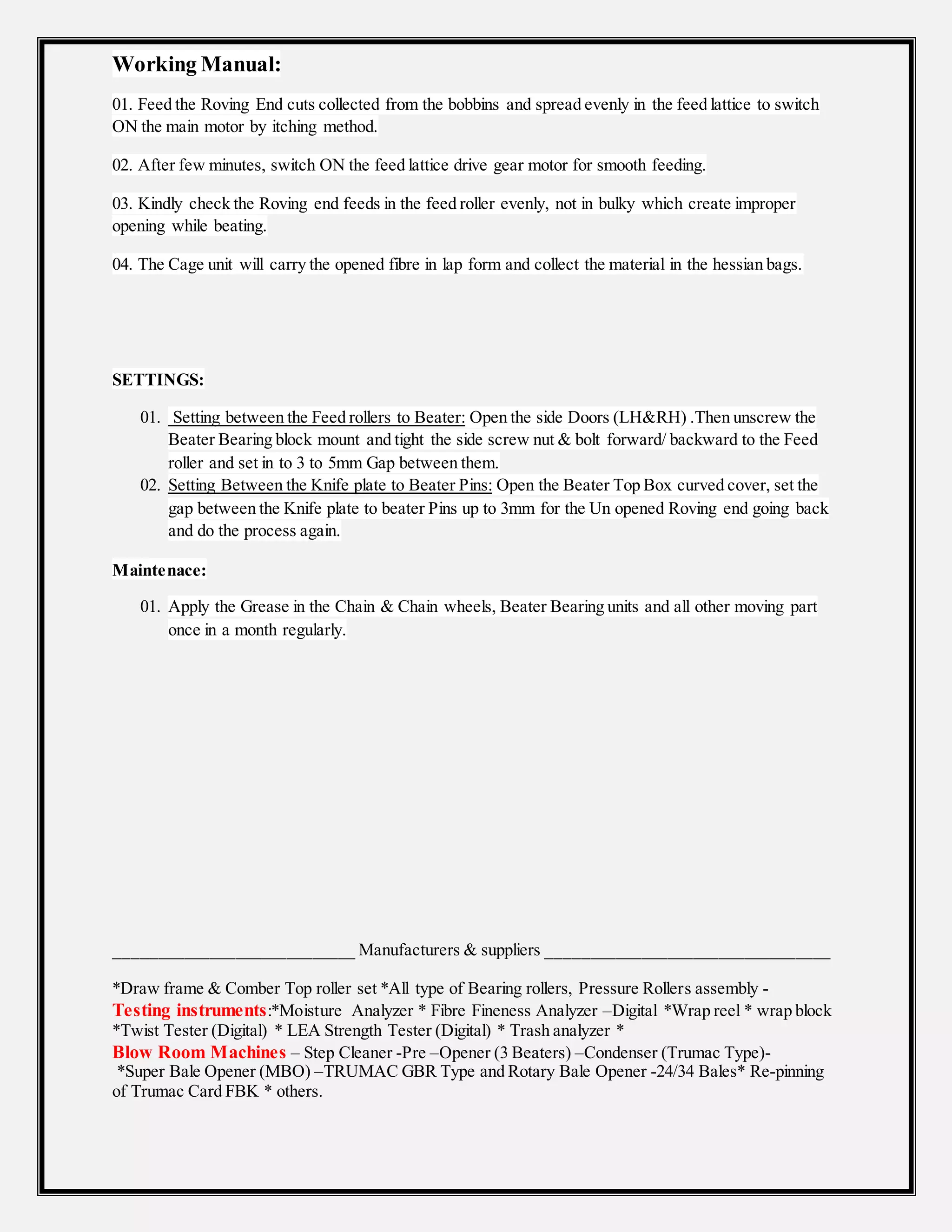 Roving Waste -Recycling Machine | DOCX
