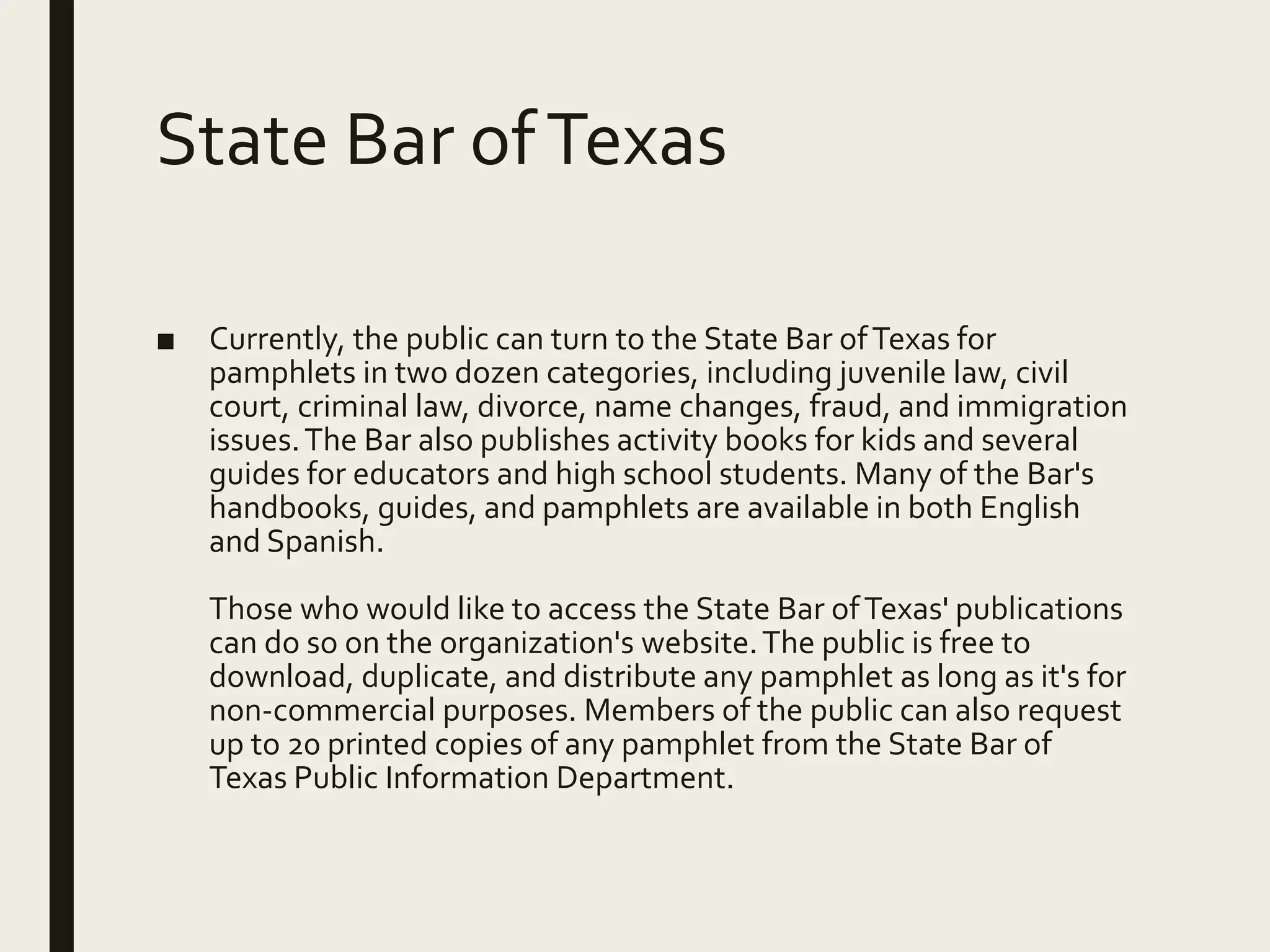 Educational Resources at the State Bar of Texas | PPTX