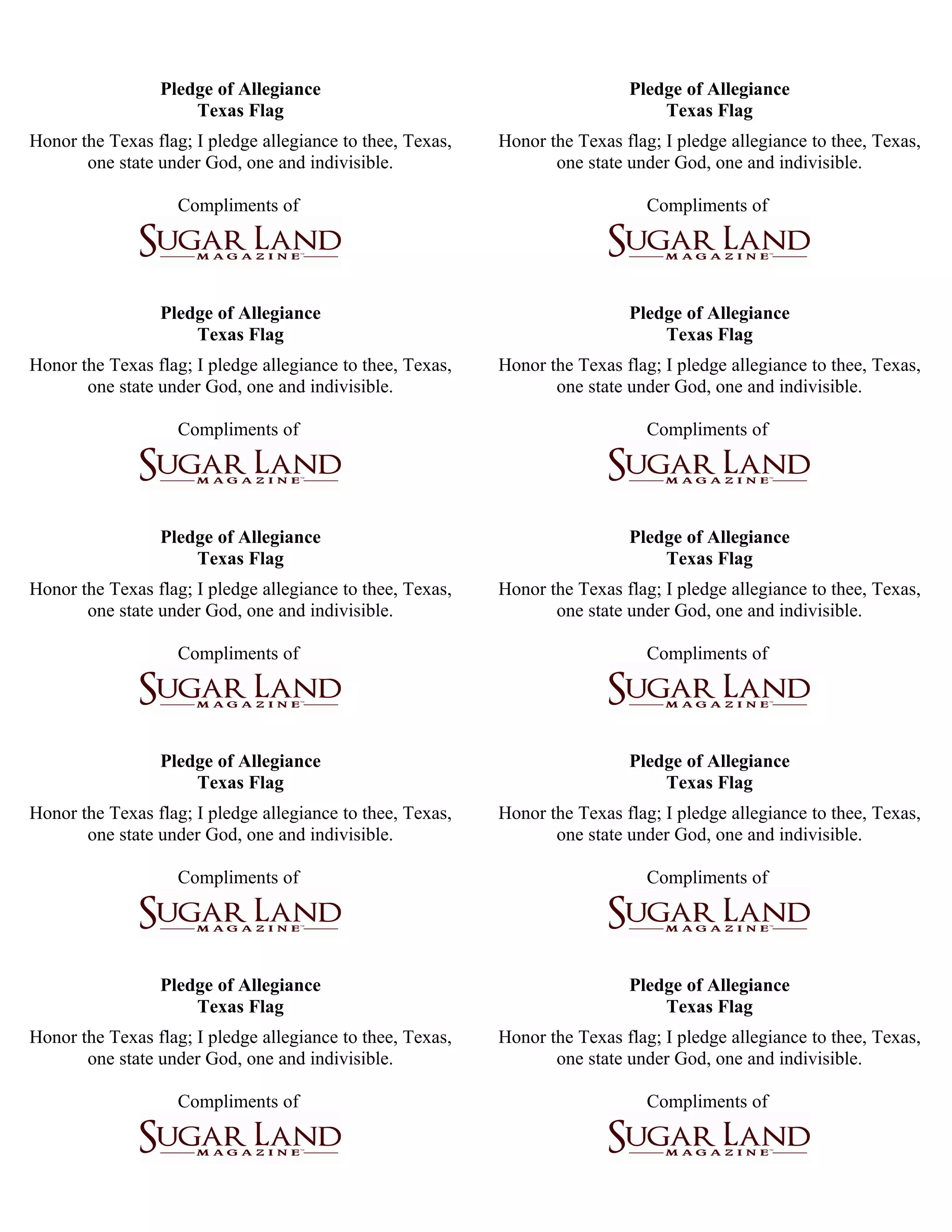 Texas Pledge Of Allegiance | PDF