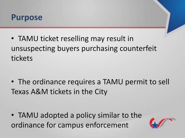 Texas A&M Game Ticket Ordinance | PPT