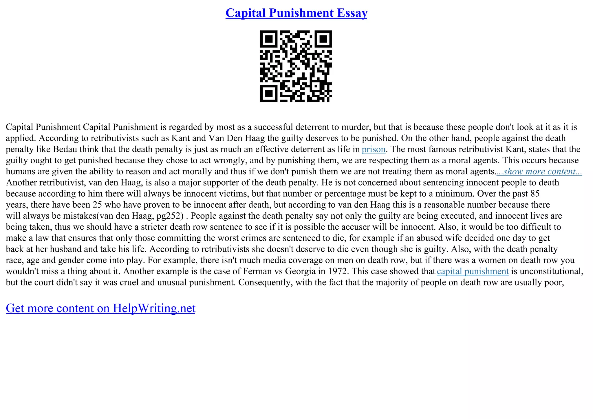 Texas And The Death Penalty Essay | PDF