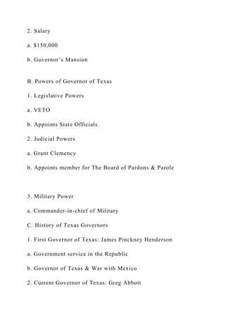 TEXAS GOVERNOR I. Introduction The Governor is just .docx