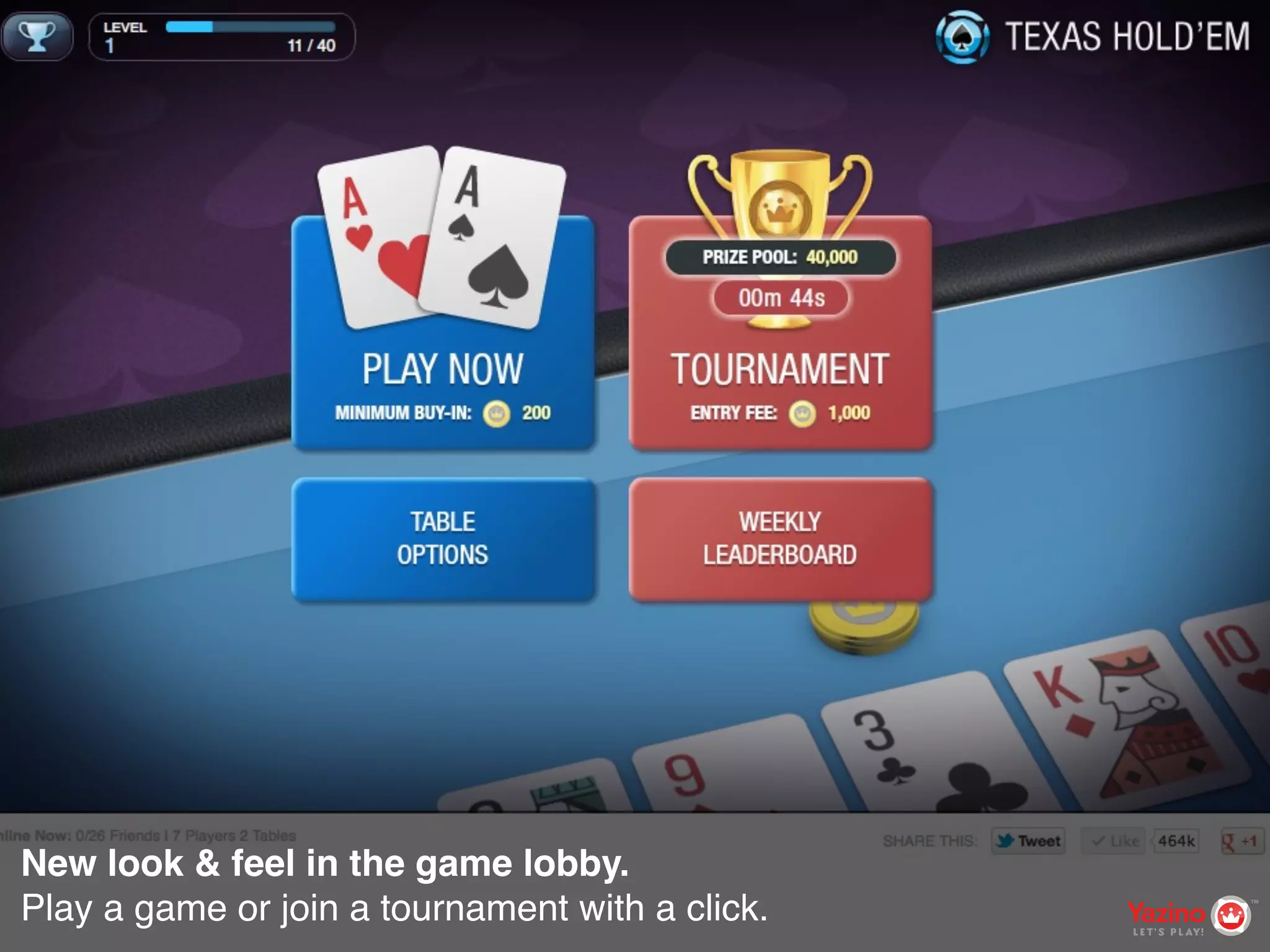 Yazino Texas Hold'em new look | PDF