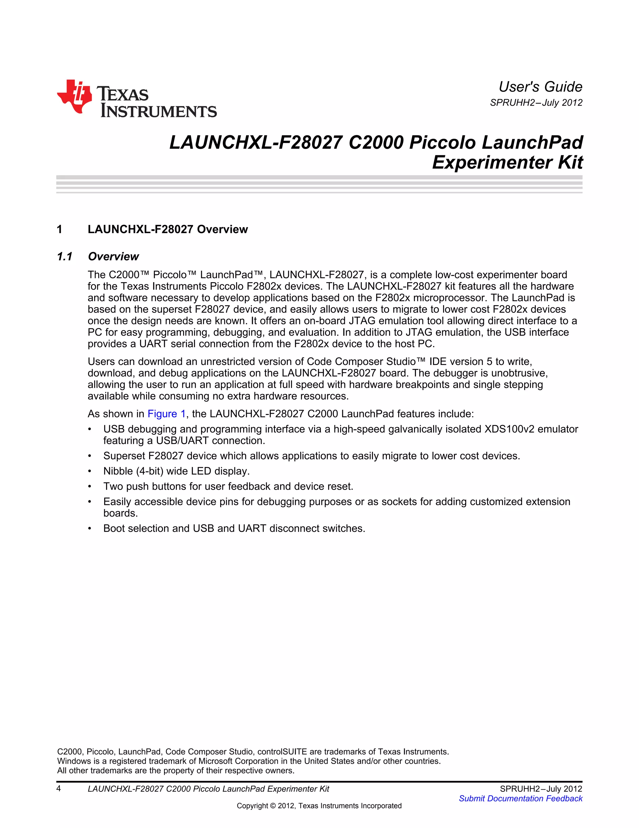 Texas instruments launchxl-f28027-datasheet | PDF | Operating Systems ...