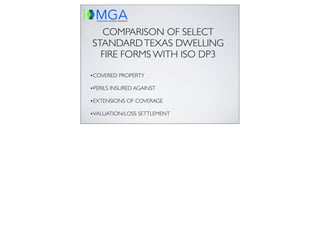 Texas and ISO Dwelling Fire Comparison presentation with notes | PDF
