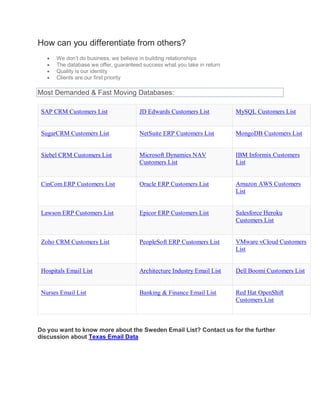 Texas Mailing List | Texas Email Database | Texas Email Database | PDF