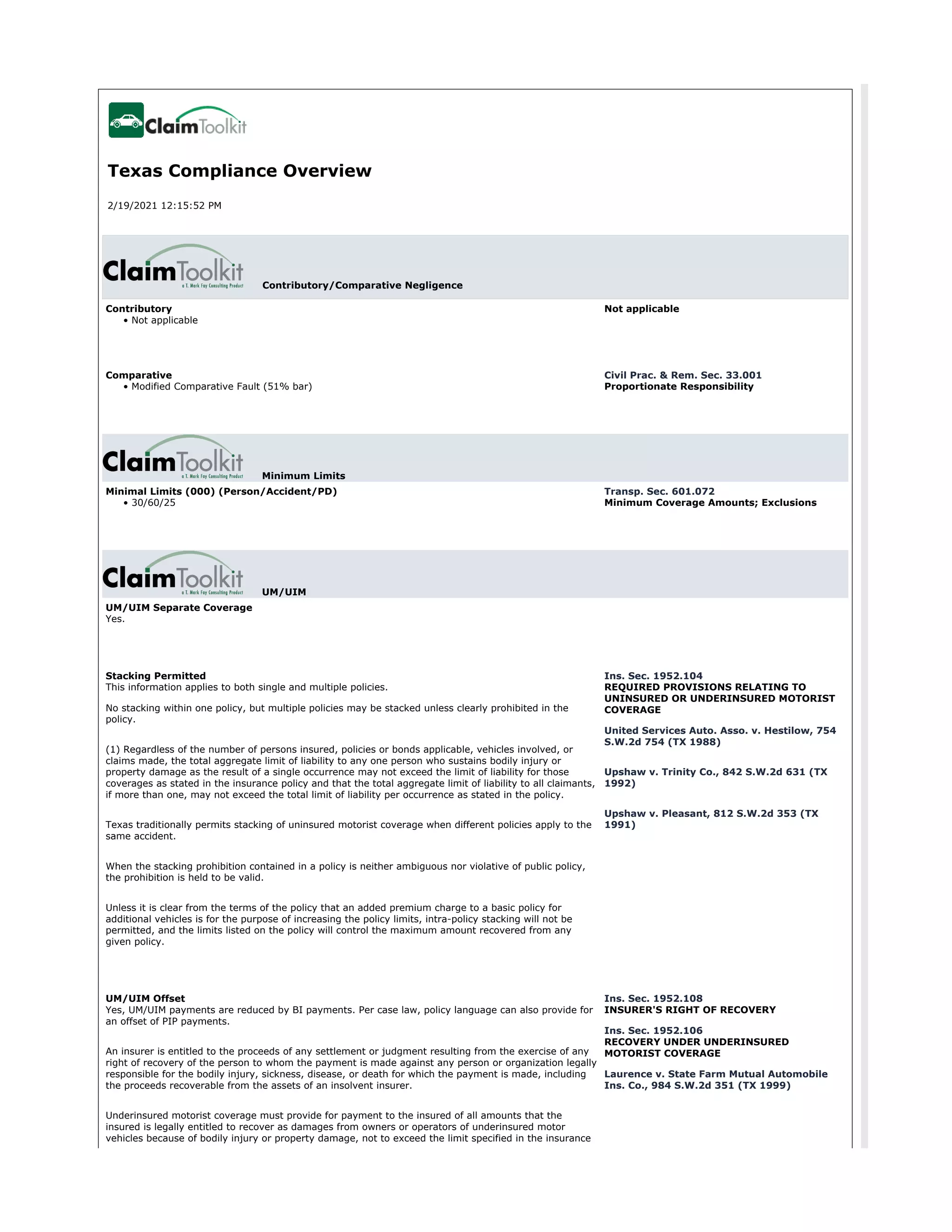 Texas Compliance Overview | PDF | Motor Insurance | Insurance