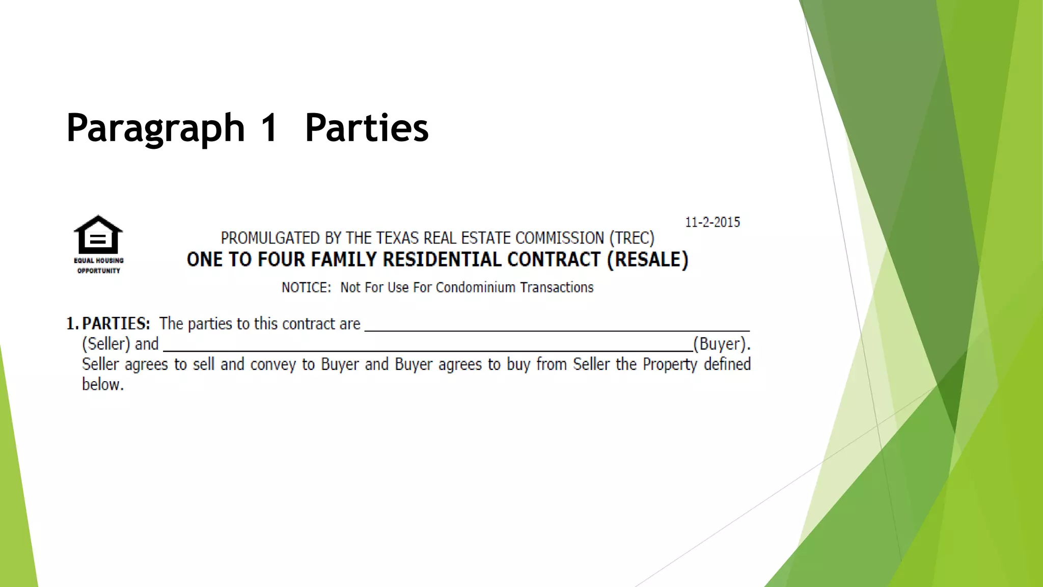 Texas Promulgated Contract Forms | PPTX