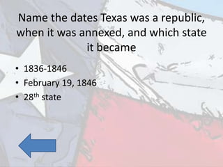 Texas republic jeopardy | PPT
